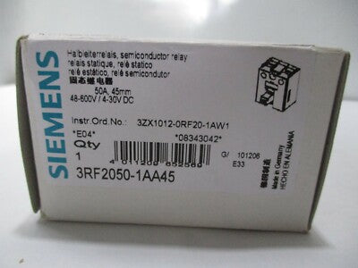 SIEMENS RELE EDO SOLIDO 1F 50A 48-600V DC 4-30 V — Dimeint.com
