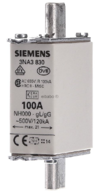 Siemens Fusible Nh Tamaño 000 100 A SKU: 3NA3830 — Dimeint.com
